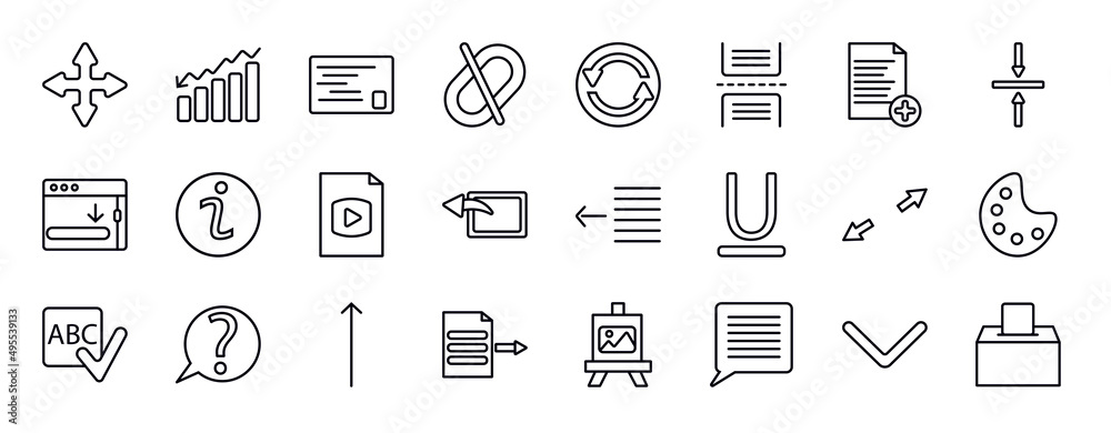 User Interface Editable Line Icons Set User Interface Thin Line Icons Collection Move Arrows
