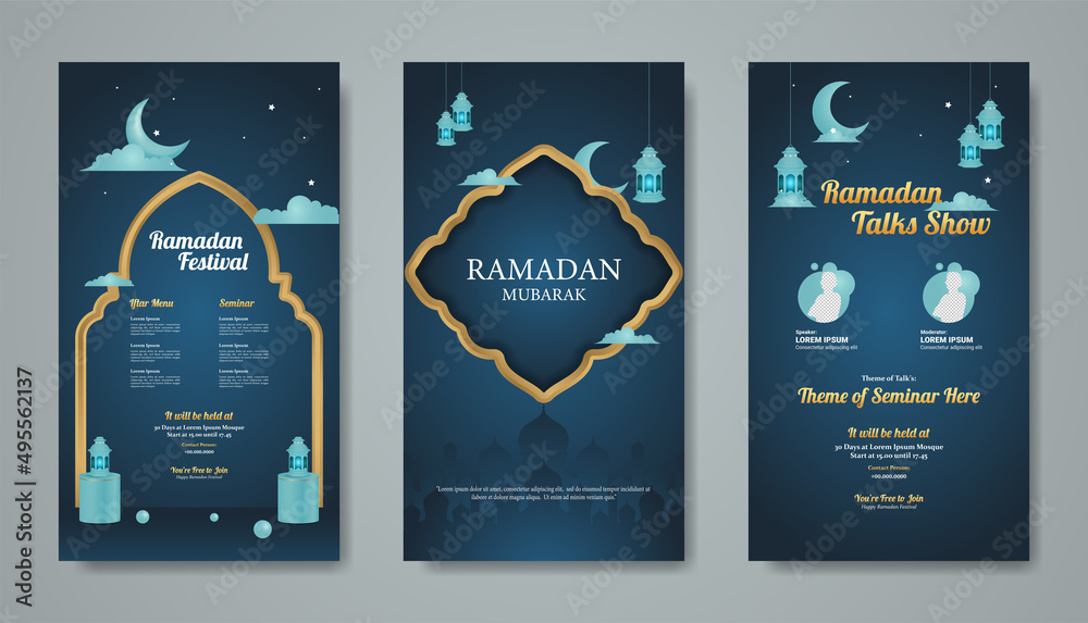Set ramadan islamic banner illustration story social media template ...