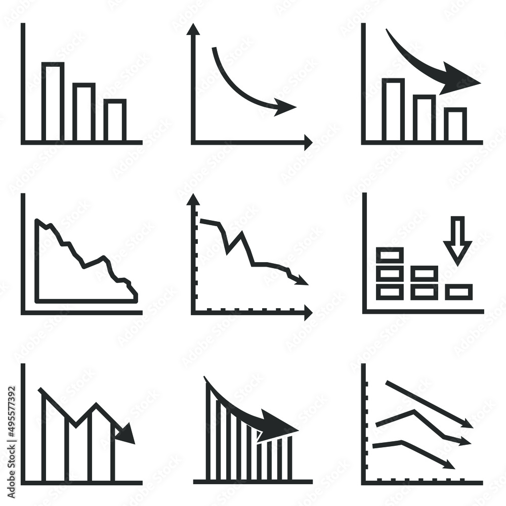 Decrease Graph Icon Declining Business Report Symbol Linear Stroke