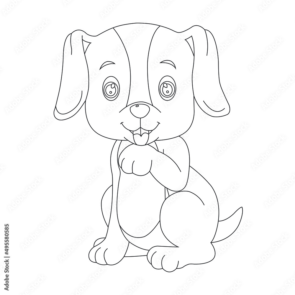 Cute puppy dog outline coloring page for kids animal coloring page ...