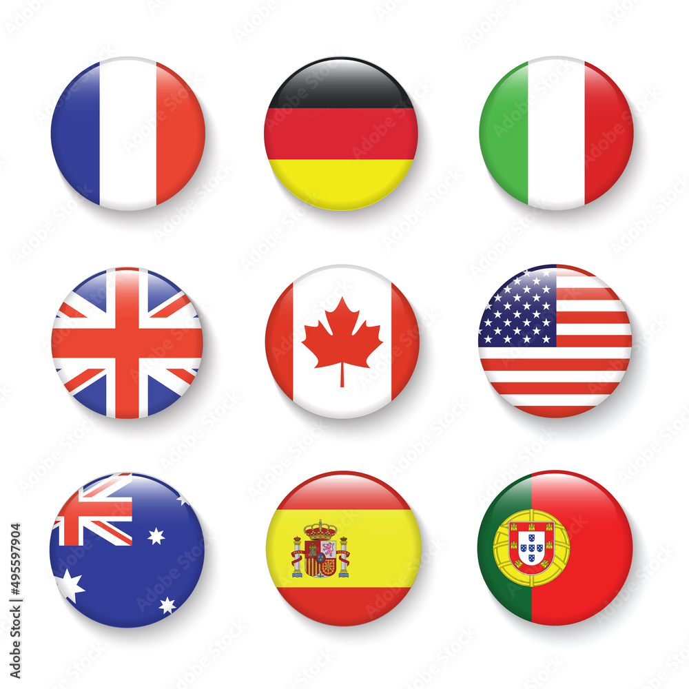 International Flag set in Circle , vector Design Elemant illustration ...