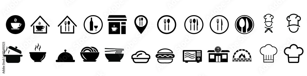 Restaurant related vector icon set. cafe illustration symbol collection ...