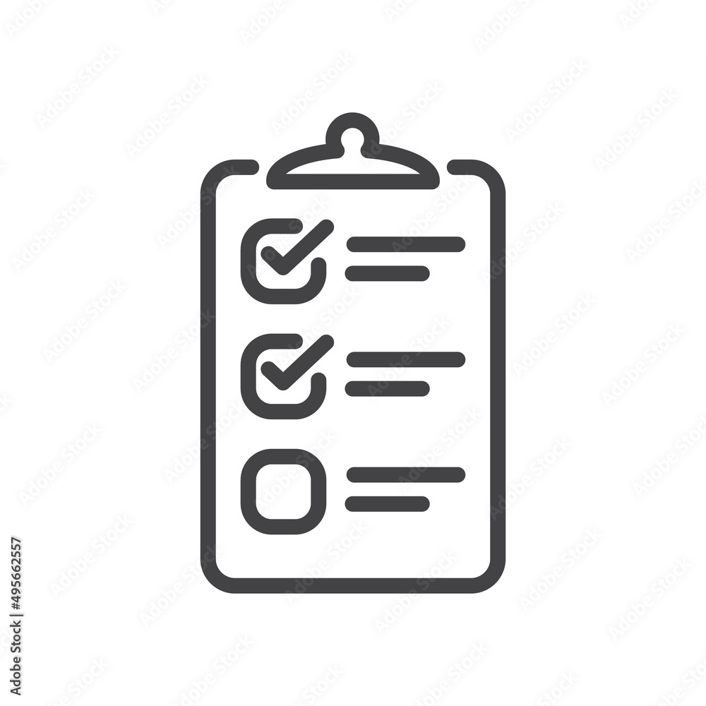 vector illustration of checklist sign icon, checklist sign line flat ...