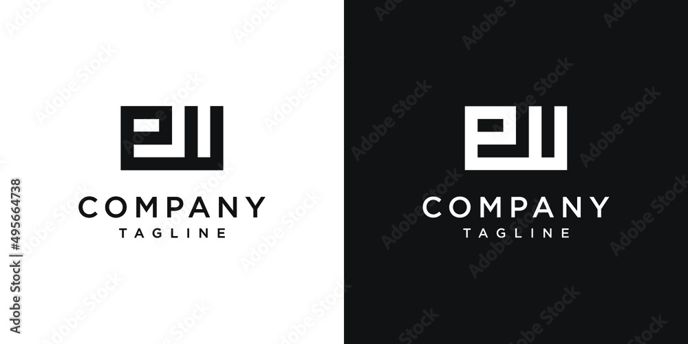 Creative Letter EW Monogram Logo Design Icon Template White and Black ...