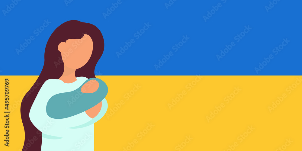 The mother gently holds the baby in caring hands. Ukrainian mother ...