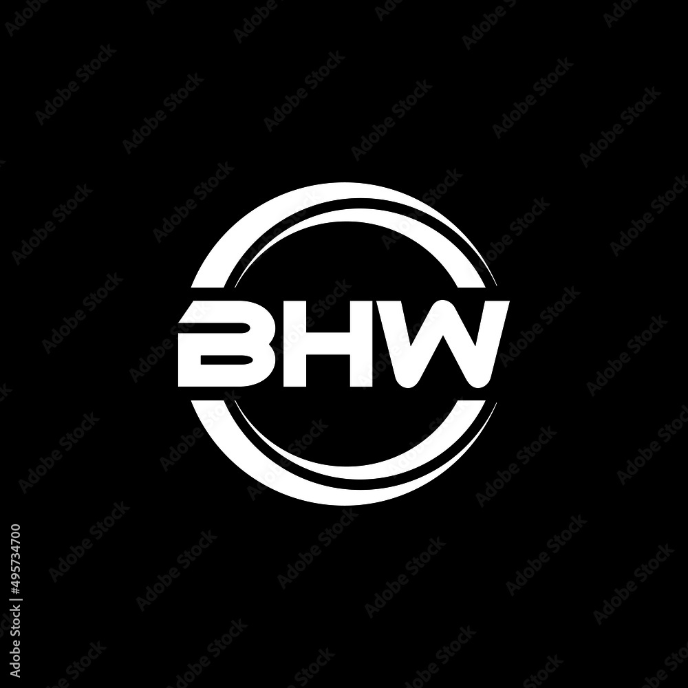BHW letter logo design with black background in illustrator, vector ...