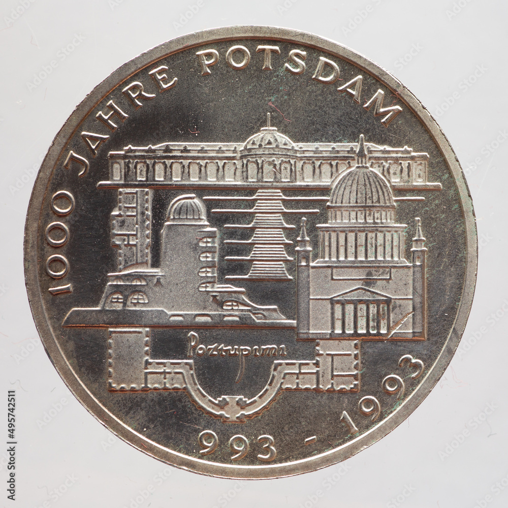 Germany - circa 1993: a 10 Deutsche Mark coin of the Federal Republic ...