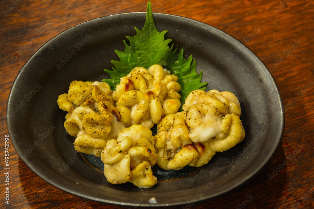 Japanese Shirako (cod smelt or the testes of cod) delicacy served in ...