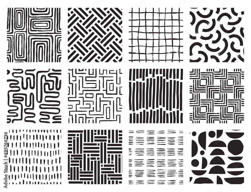 Set Aesthetic Contemporary printable seamless pattern with abstract ...