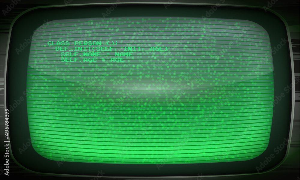 SIlver Old Green Computer Terminal Screen. Old Tv Green Widescreen ...