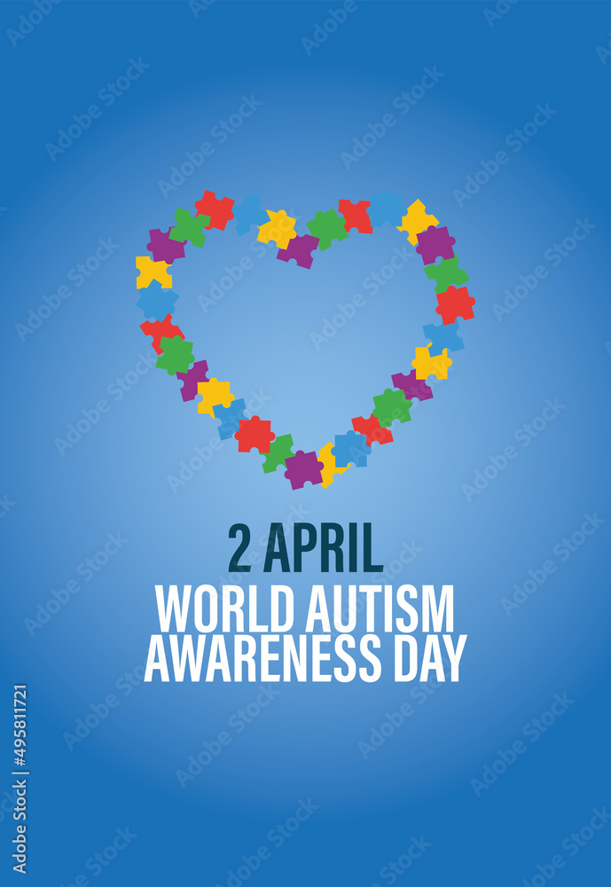 Banner por el Día del Autismo con corazón formado de piezas de ...