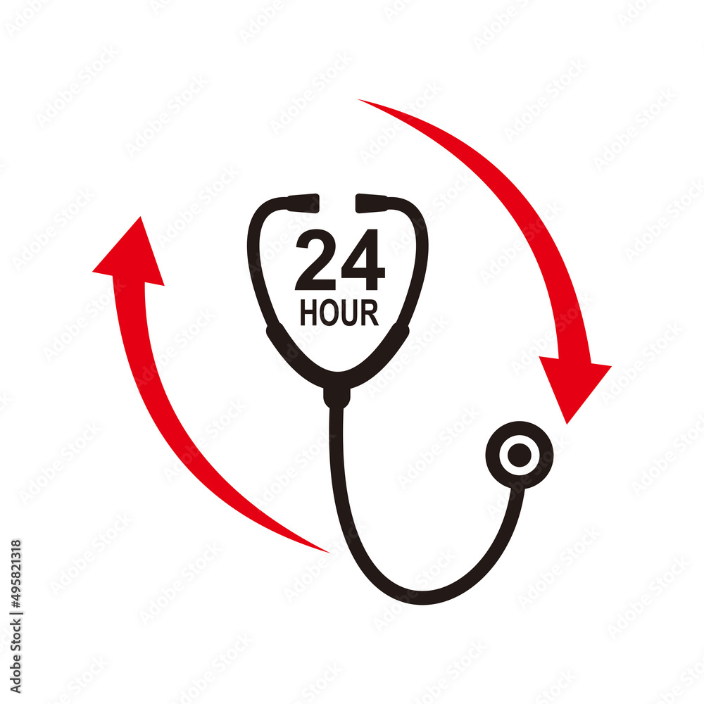 24 hours doctor service logo iconvector. sign of 247 day and night ...