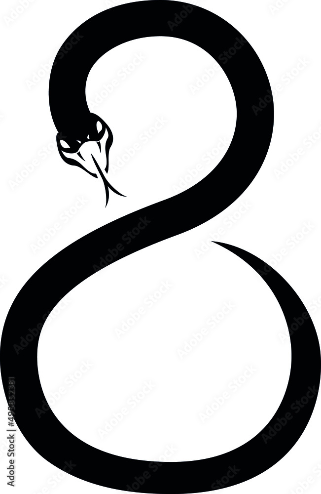 Simple Silhouette of Snake Shaped like Infinity Symbol (number 8) Stock ...