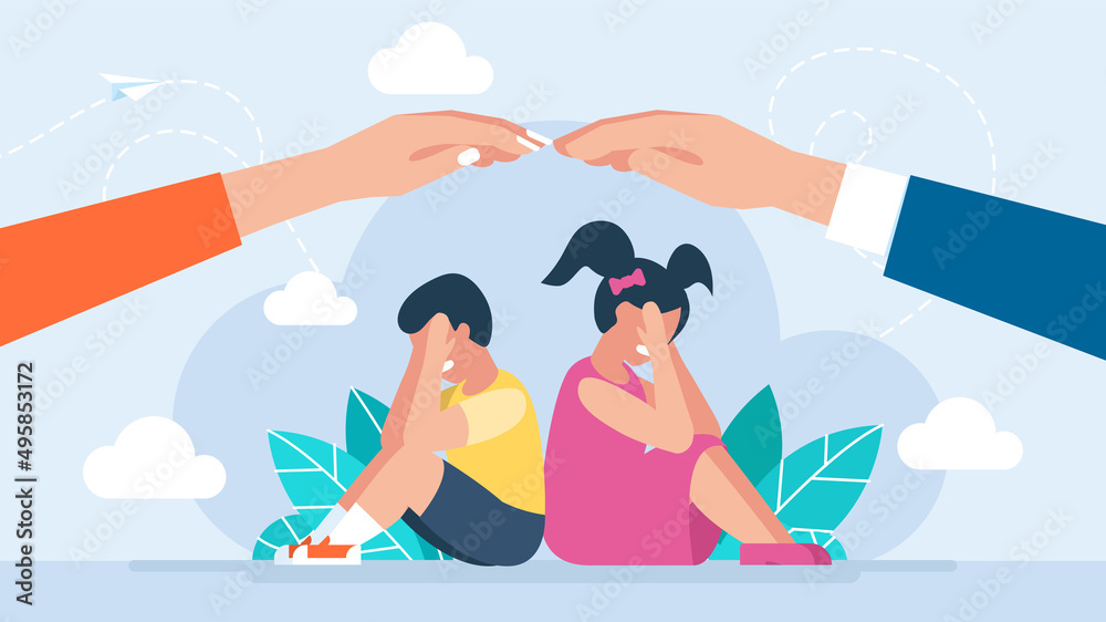 Parents protect their children from danger. The concept of family ...