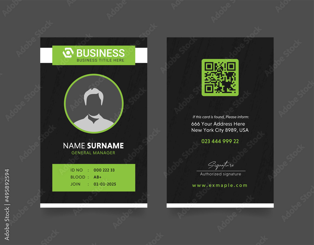 business or corporate id card template with photo place. modern layout ...