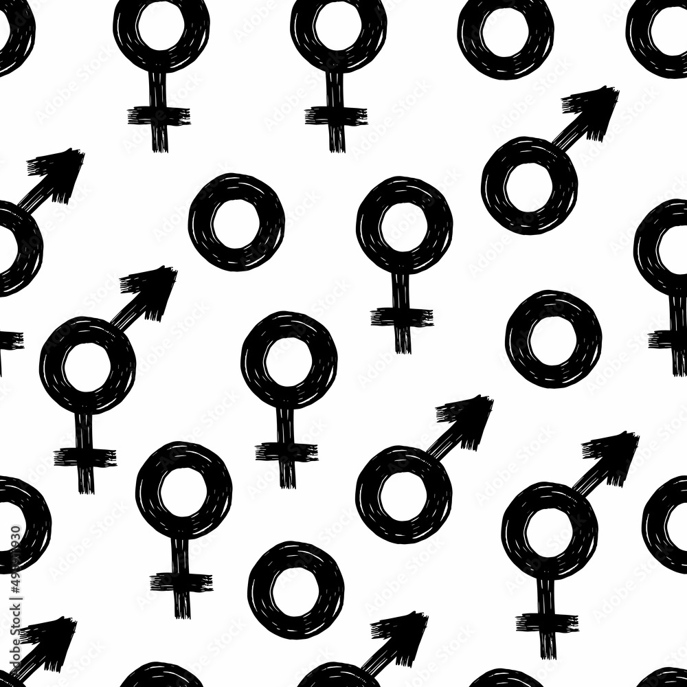 Gender symbol seamless pattern. Man and woman sign seamless pattern ...