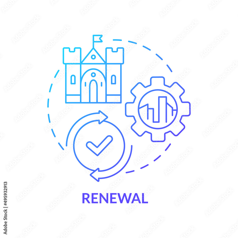 Renewal blue gradient concept icon. Unban integration. Cultural ...