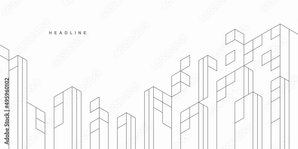 Abstract architectural construction. Geometric technological background ...