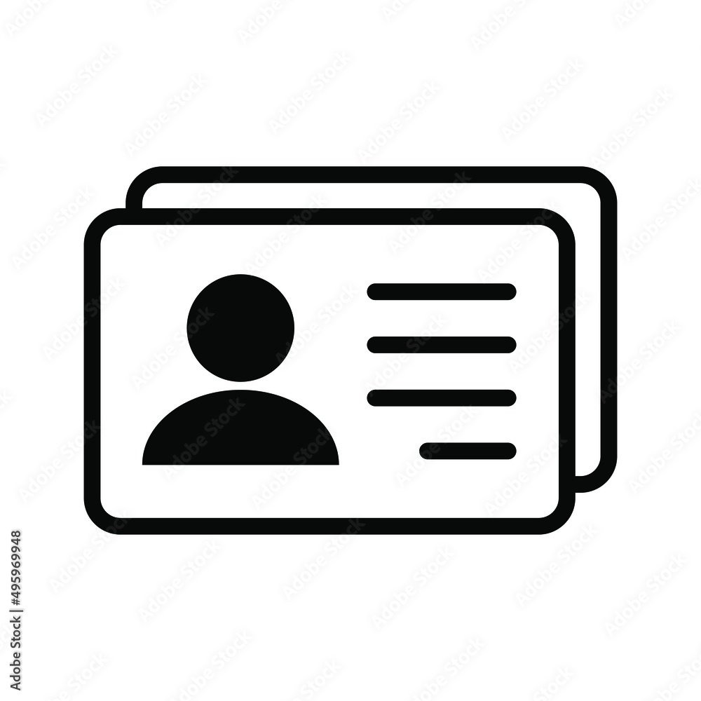 ID Card icon collection. Employee clerk card, driver license ...