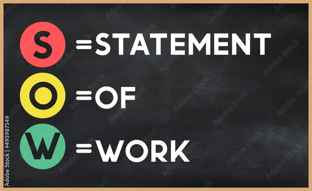 Statement of work- SOW acronym written on chalkboard, business acronyms ...