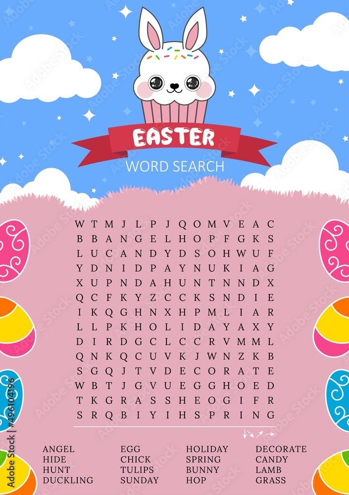 Easter word search puzzle. Educational trivia game. Funny holiday ...