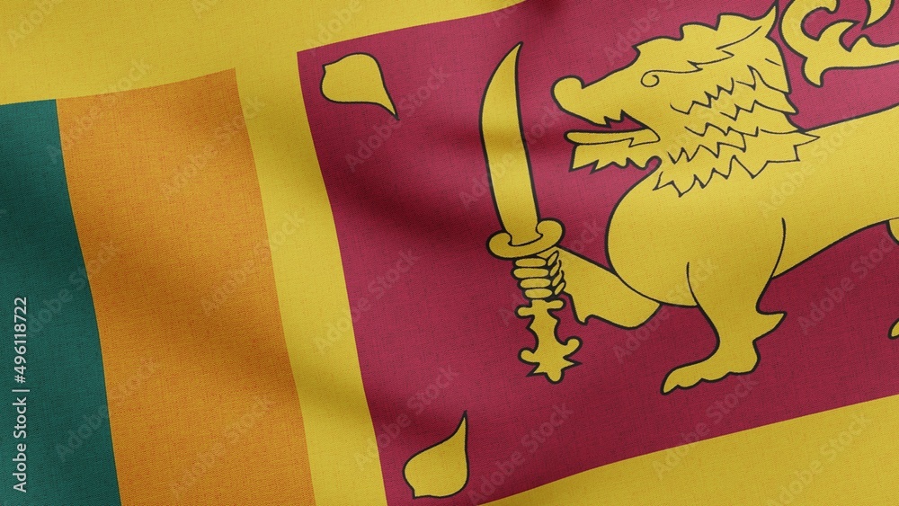 National flag of Sri Lanka waving 3D Render, Democratic Socialist ...