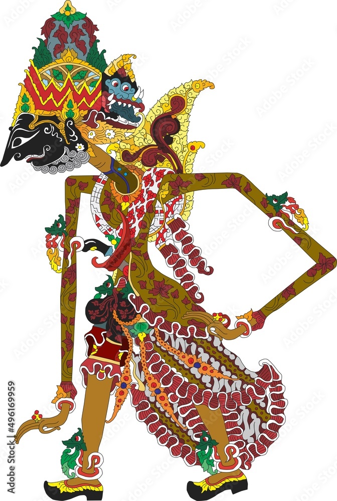 Wayang Puppet - Batara Indra Stock Illustration | Adobe Stock
