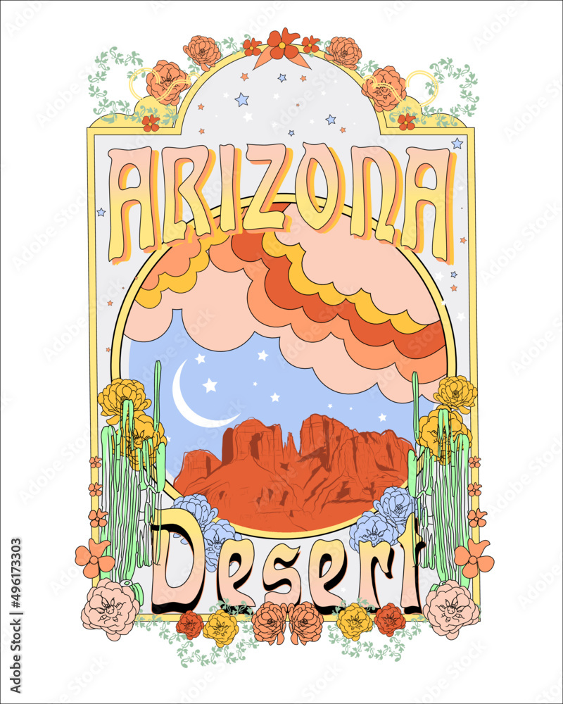 Desert Vibes in Arizona, Desert vibes vector graphic print design for ...