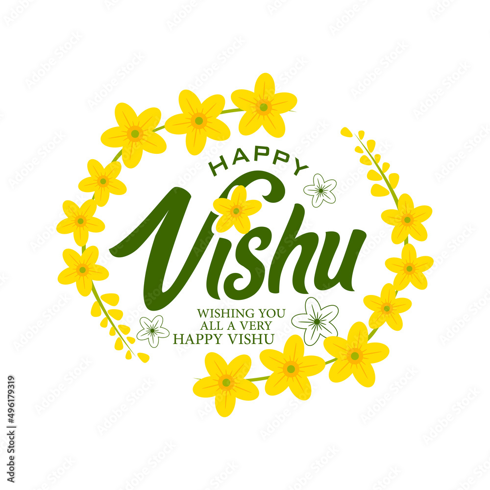 Vector illustration of a Banner for Happy Vishu Typography Design On ...