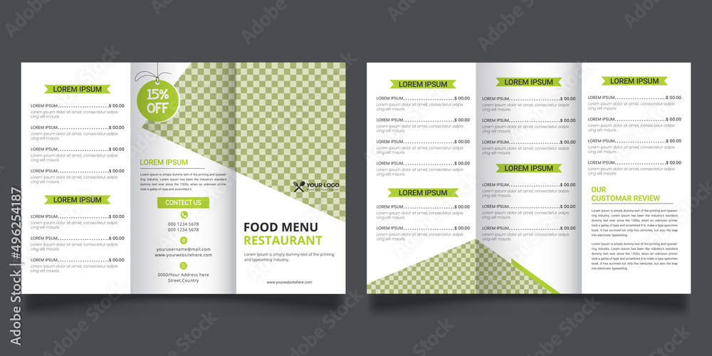 Modern Restaurant Menu Trifold Brochure Stock Vector | Adobe Stock