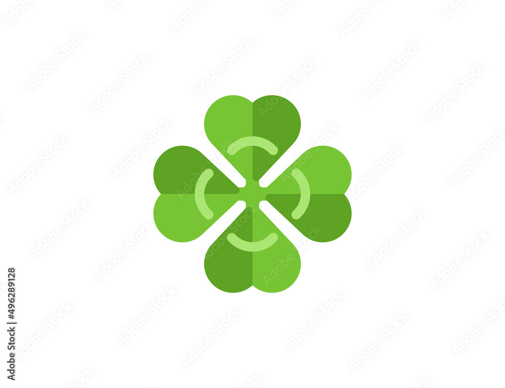 Lucky Clover vector flat emoticon. Isolated Four Leaf Clover emoji ...