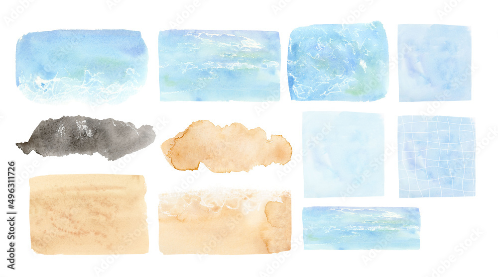 watercolor summer beach clipart, coastal landscape background clip art ...