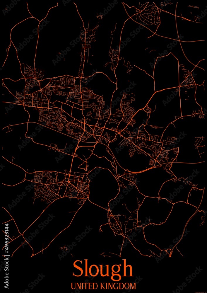 Illustration Stock Black and orange halloween map of Slough United ...