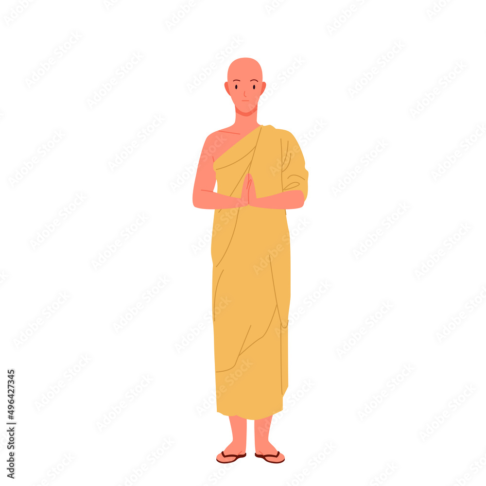 Vector de Stock Buddhist monk from Asian temple standing in praying ...