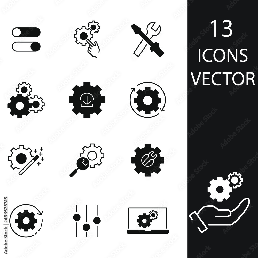 Stock-Vektorgrafik „Setup and Setting icons set . Setup and Setting ...