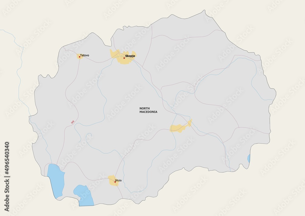 Ilustración de Stock Isolated map of North Macedonia with capital ...