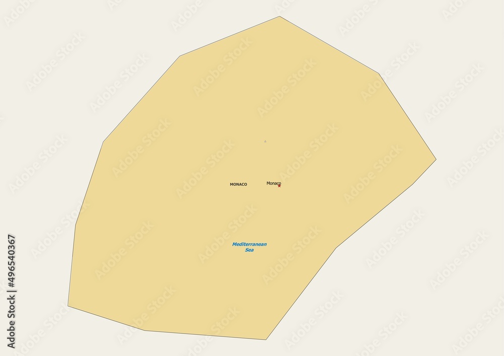 Isolated map of Monaco with capital, national borders, important cities ...