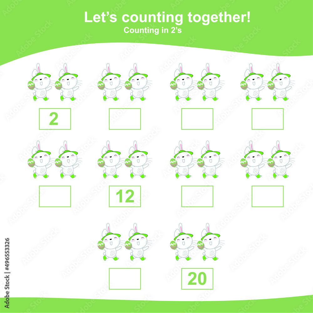 Counting the easter chickens for Preschool Children. Counting multiples ...