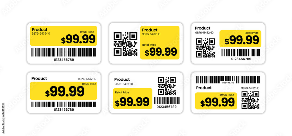 Price tags with barcode and qr code, stickers template for retail store ...