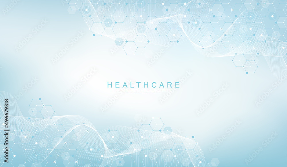 Abstract biology and pharmaceutical technology background. Health care ...