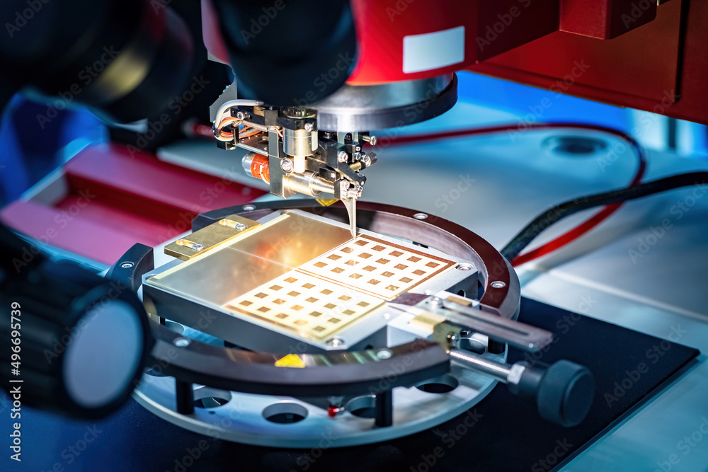 Manufacturing micro transistors. Production microcircuit boards close ...