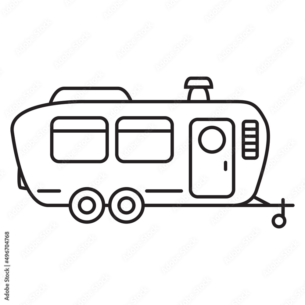 Camping design. RV trailer icon. Vintage travel.Road trip.Isolated on ...