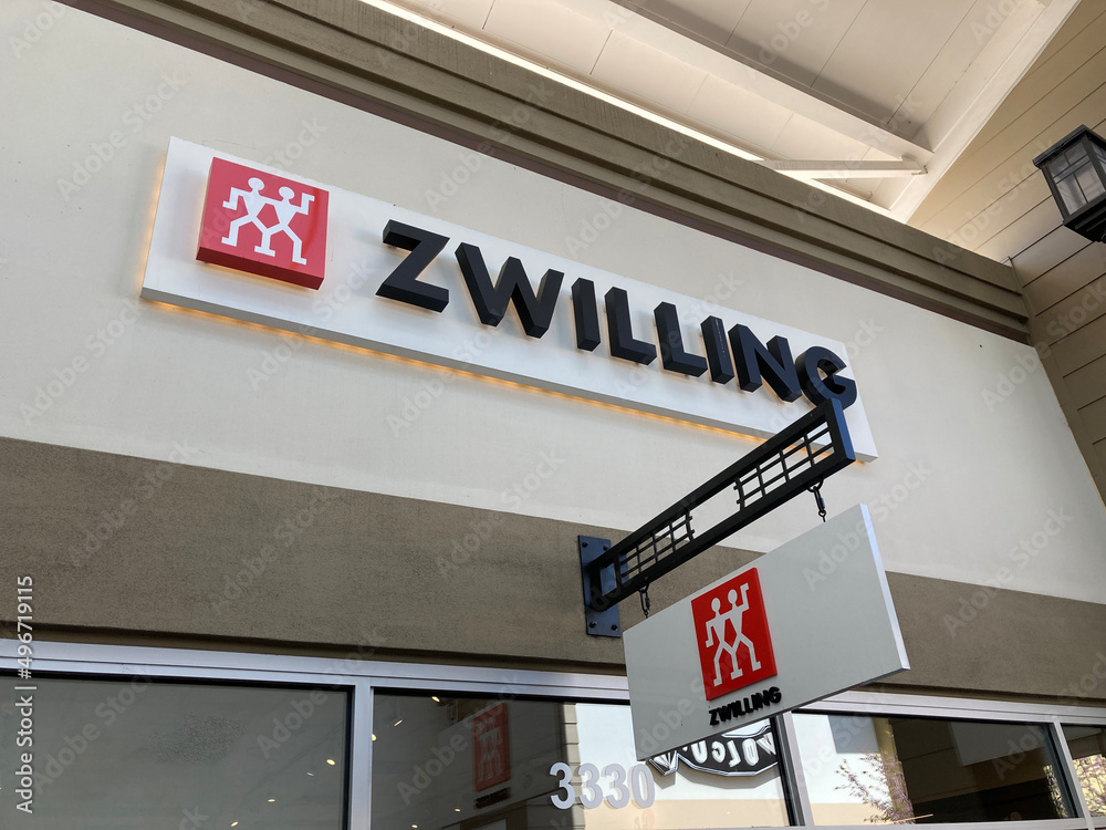 Zwilling sign, logo on retail chain store facade. Zwilling J. A ...