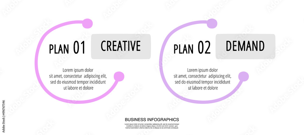 Business vector infographics with two circles. Hand drawn timeline ...