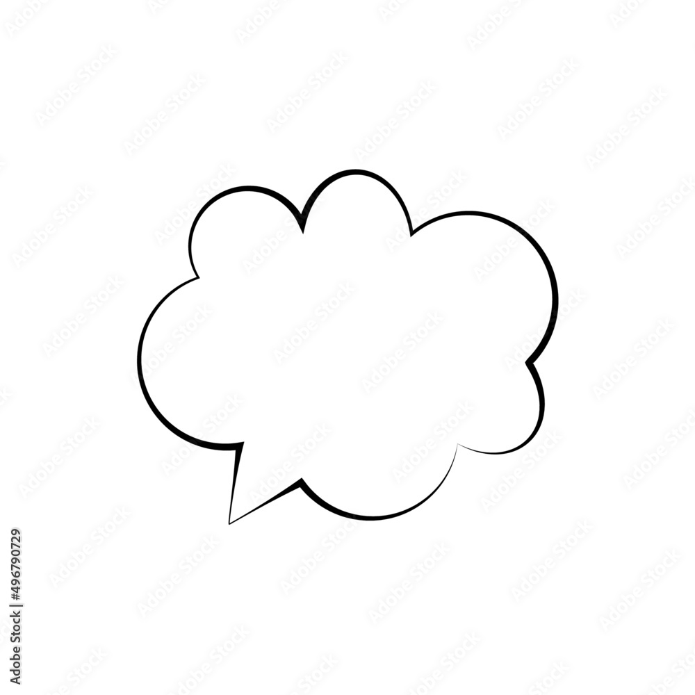 speech bubble frame for comic text isolated white background. Empty outline bubble for speech ...