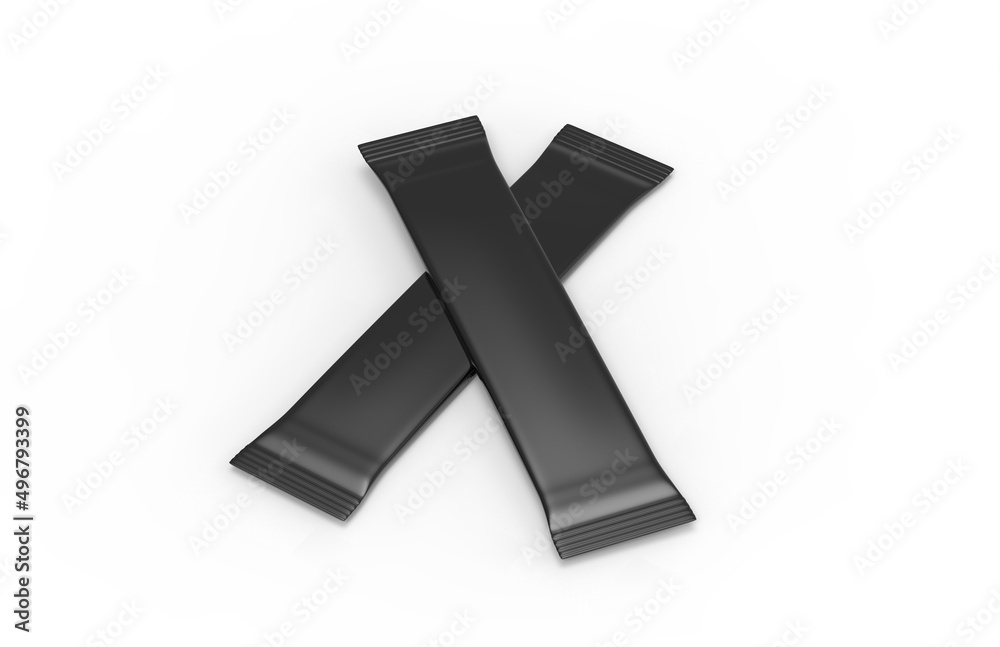 Coffee stick sachet package mockup, Blank sachet packaging design mock ...