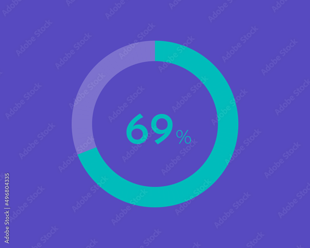69 Percentage diagrams on blue color background HD, pie chart for Your documents, reports, 69% ...