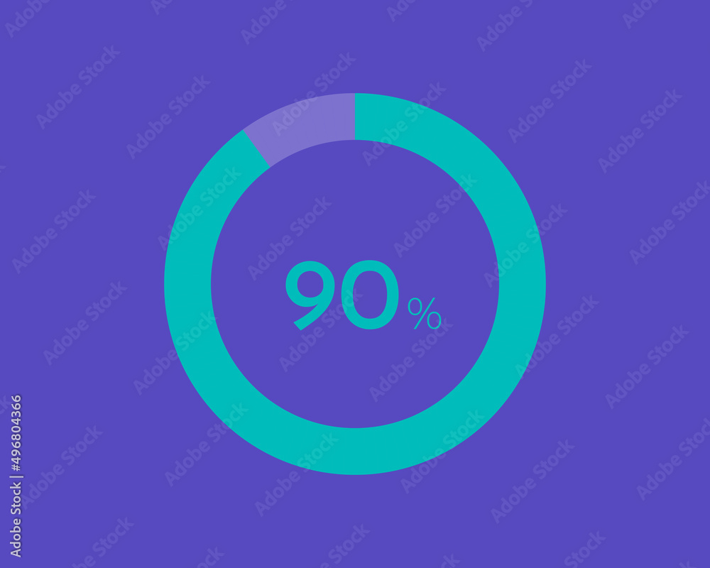 90 Percentage diagrams on blue color background HD, pie chart for Your ...