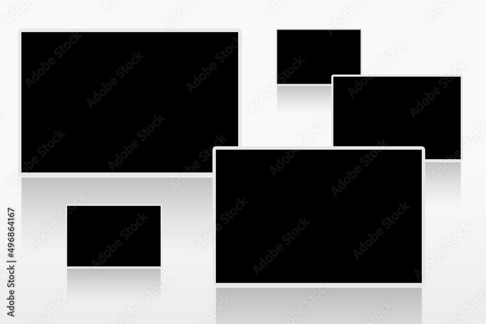 5 Rectangle photo frames in black and white colors with clean ...