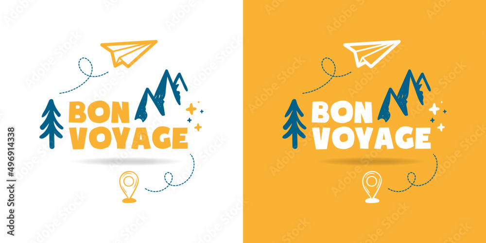 เวกเตอร์ Stock Bon voyage - Logo, label, sticker autour des vacances ...